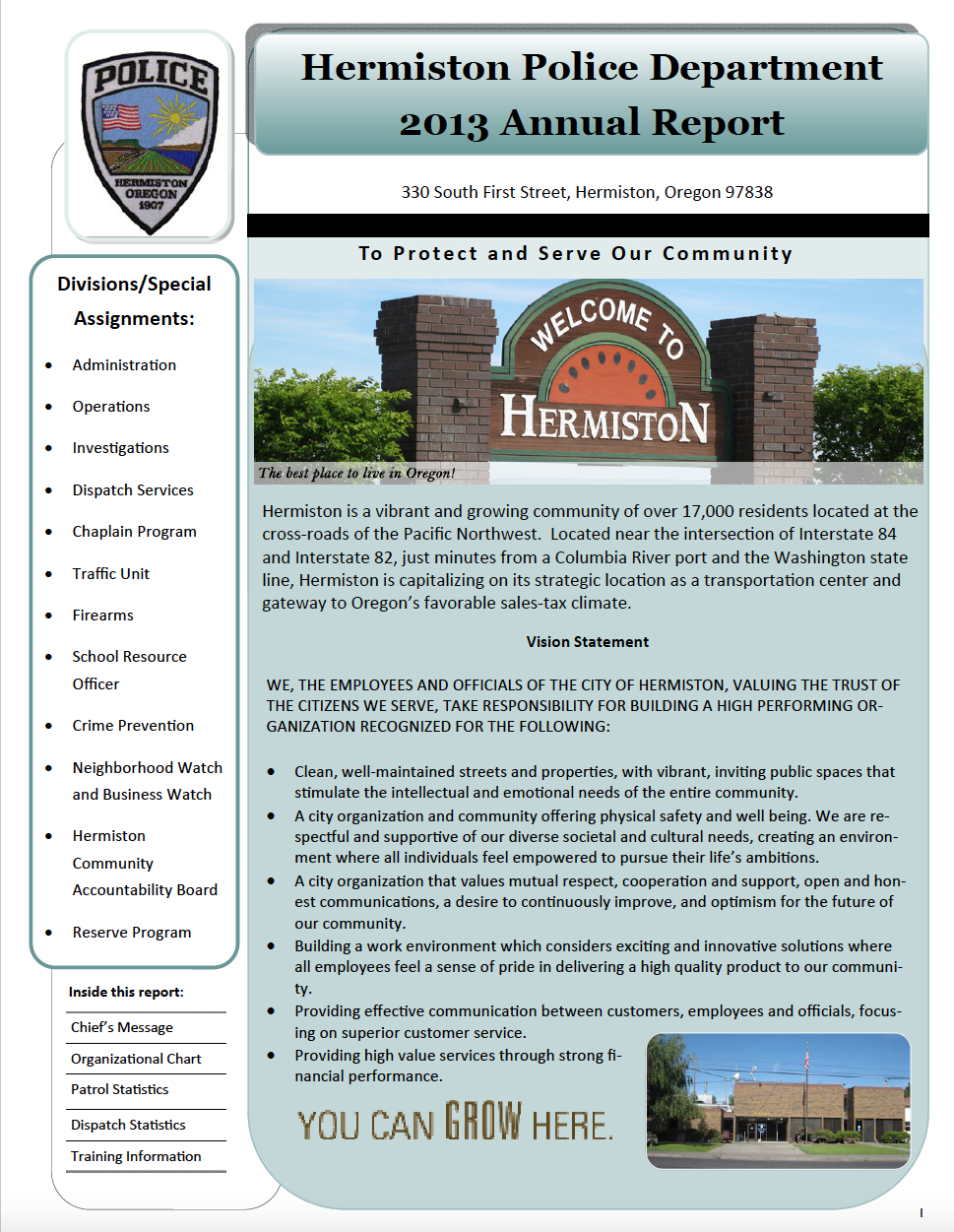 2013 Hermiston Police Department Annual Report | Hermiston, OR